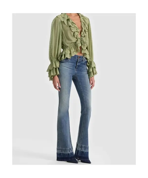 ALICEOLIVIA Alice + Olivia Flared Jeans With Distressed Cuffs