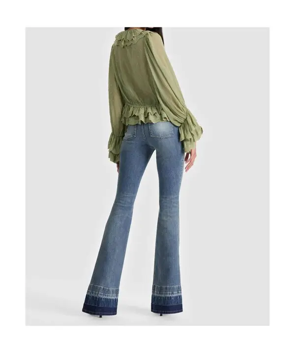 ALICEOLIVIA Alice + Olivia Flared Jeans With Distressed Cuffs