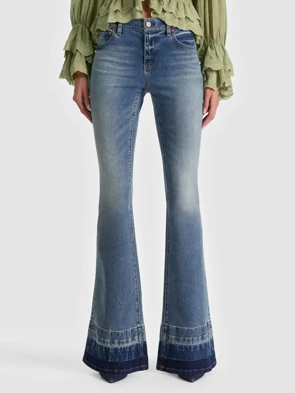 ALICEOLIVIA Alice + Olivia Flared Jeans With Distressed Cuffs
