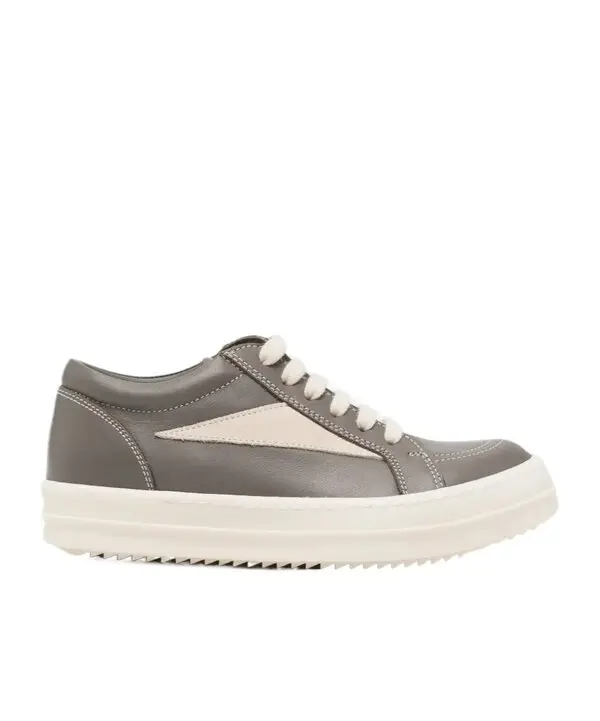Rick Owens Leather Contrast-panel Sneakers - White