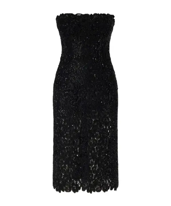 Ermanno Scervino Crystal-embellished Lace-knit Midi Dress - Black