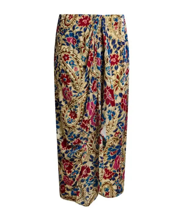 Isabel Marant Étoile Multicolored Velvet Asymmetrical Midi Skirt
