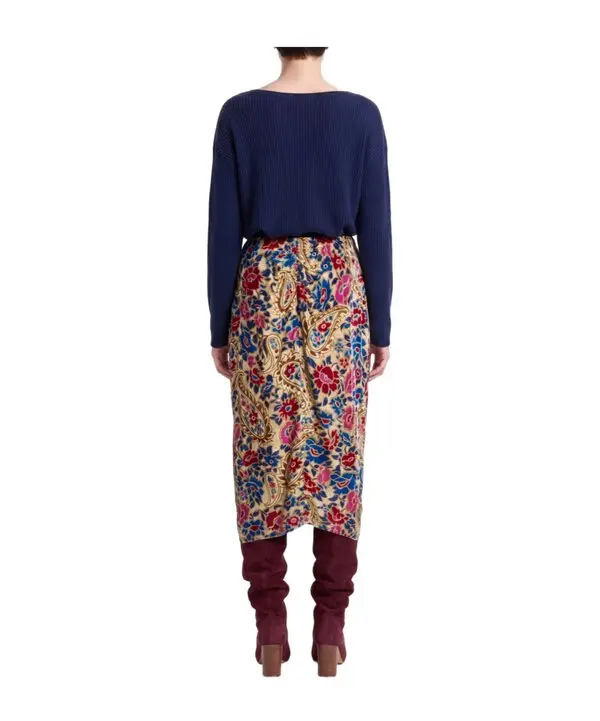 Isabel Marant Étoile Multicolored Velvet Asymmetrical Midi Skirt