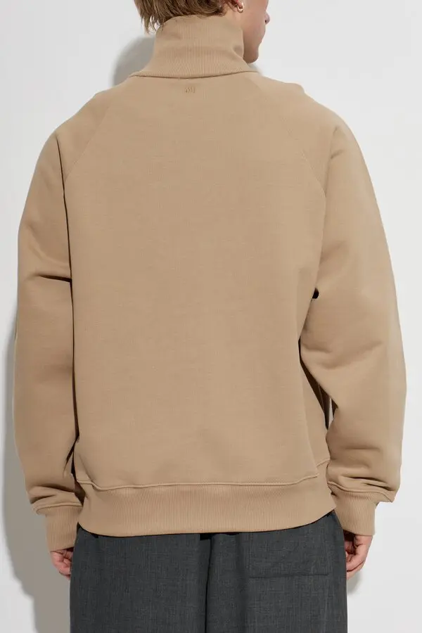 AMI Paris Zip-collar Sweatshirt With Embroidered Logo