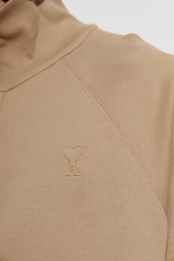 AMI Paris Zip-collar Sweatshirt With Embroidered Logo