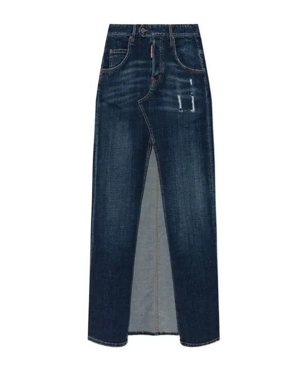 Dsquared2 Denim Maxi Skirt With Front Slit