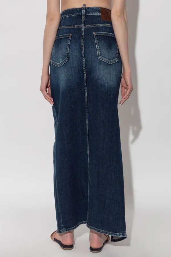 Dsquared2 Denim Maxi Skirt With Front Slit