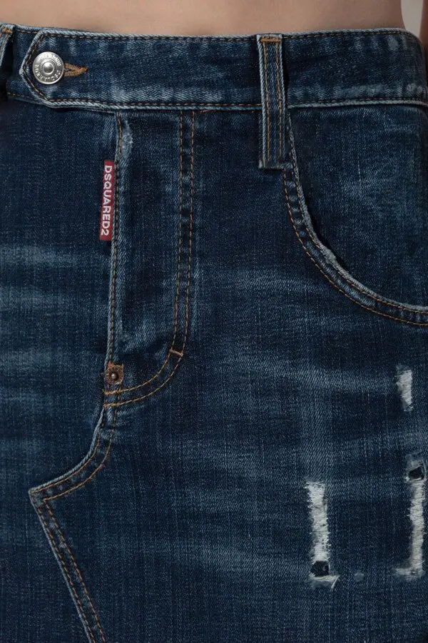 Dsquared2 Denim Maxi Skirt With Front Slit