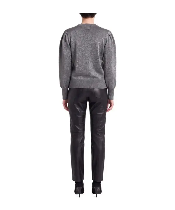 Isabel Marant Étoile Pullover With Puff Sleeves And Embroidered Logo - Silver