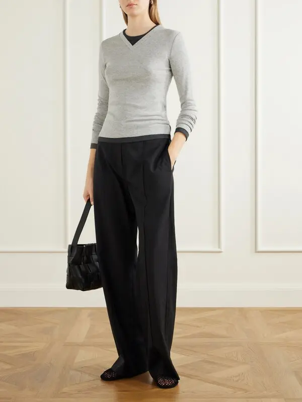ST. AGNI Organic Cotton V-neck Long-sleeve Top