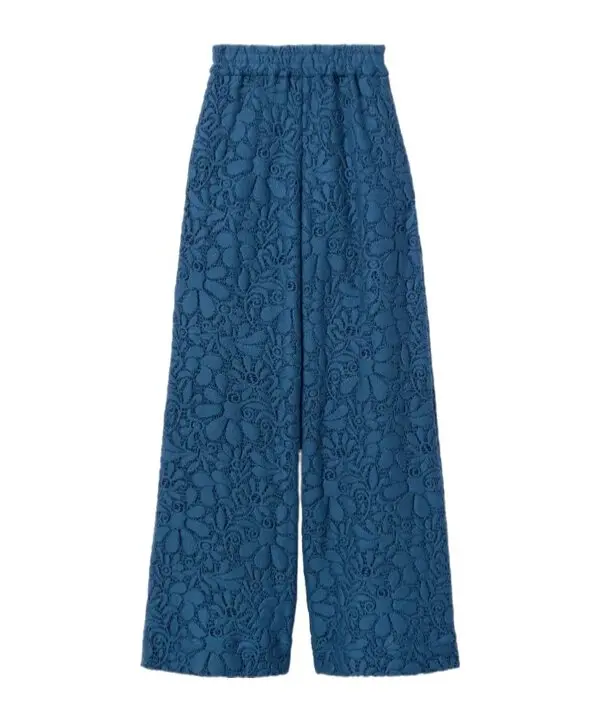 La DoubleJ Floral Lace Wide-leg Trousers