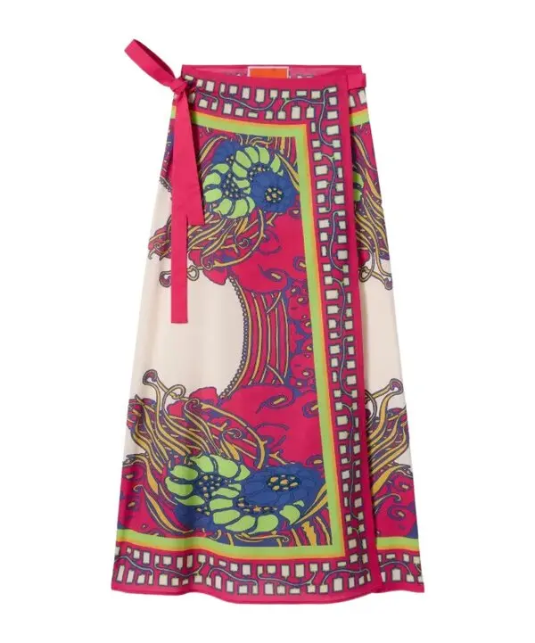 La DoubleJ Sarong Floral-print Midi Skirt