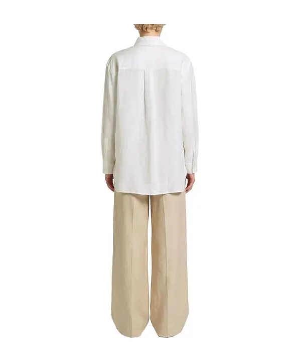 Max Mara Long-sleeved Shirt With Chest Pocket - White