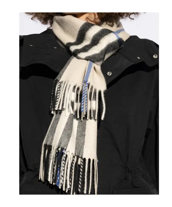 Burberry Check Printed Fringed Scarf