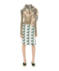 Burberry Checked Fringed Cape