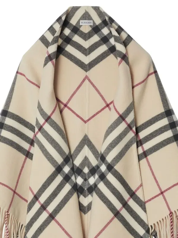 Burberry Checked Fringed Cape