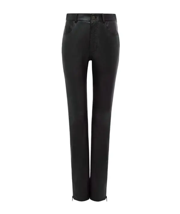 Chloé Slim Leather Pants With Zip Cuffs