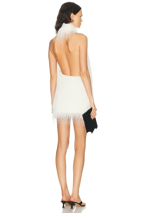 AEXAE Polyester Fringe Halterneck Mini Dress