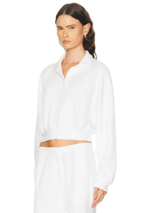 Eterne Cropped French Terry Polo Sweatshirt