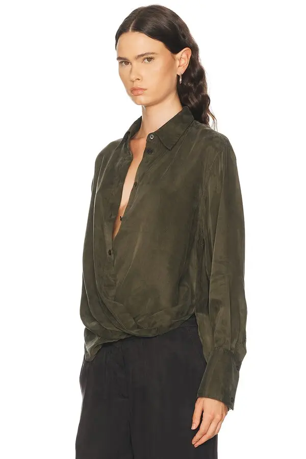 Helmut Lang Fluid Drape Shirt - Moss