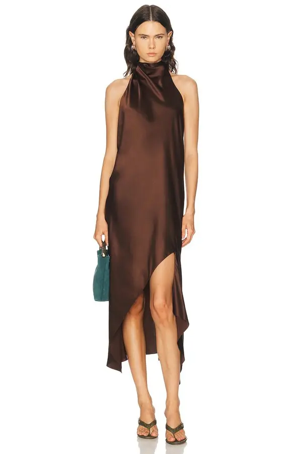 Helmut Lang Silk Tie Neck Dress
