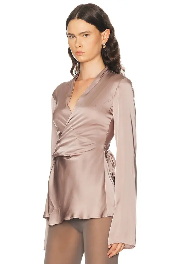 Rick Owens Laura Long Sleeve Wrap Top - Rose