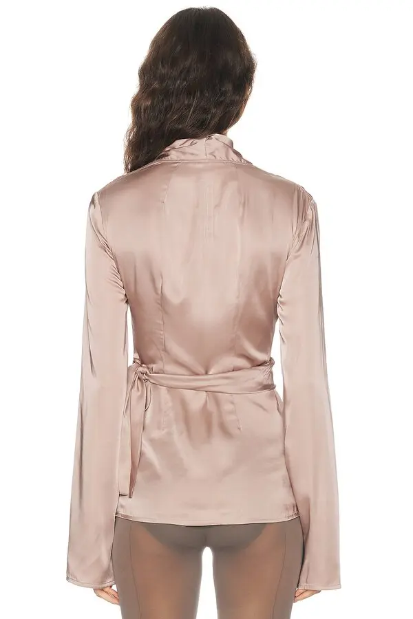 Rick Owens Laura Long Sleeve Wrap Top - Rose