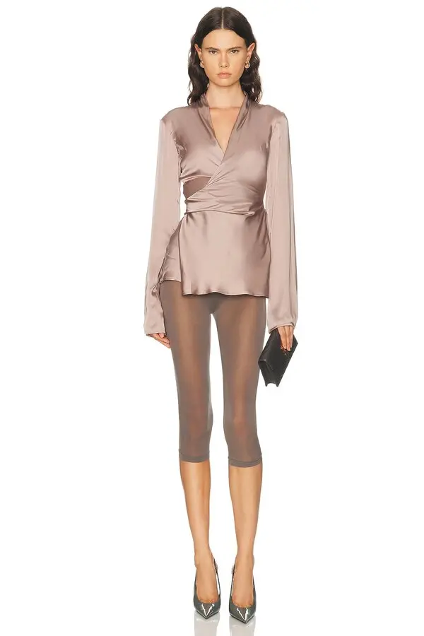 Rick Owens Laura Long Sleeve Wrap Top - Rose