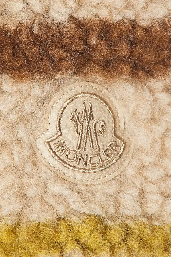 Moncler Striped Teddy Zip-up Cardigan - Light Beige