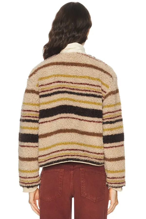 Moncler Striped Teddy Zip-up Cardigan - Light Beige