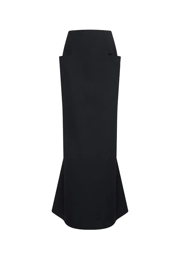 Alaïa Wool Knit Flared Column Skirt - Noir