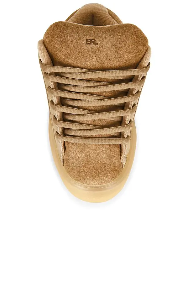 ERL Quad Vamp Leather Lace-up Sneakers - Beige