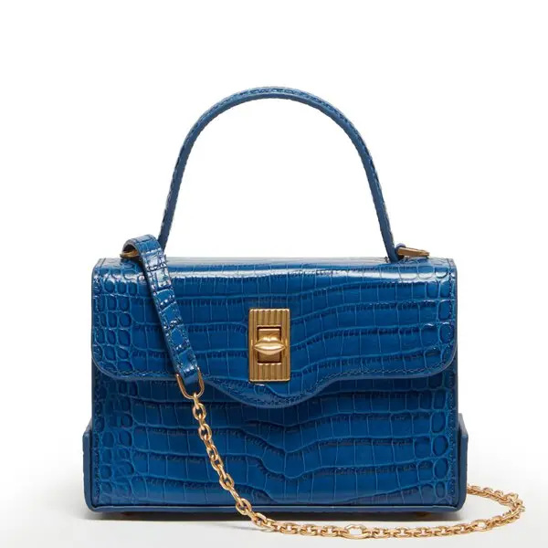 Lulu Guinness Croc Effect Leather Mini Handbag