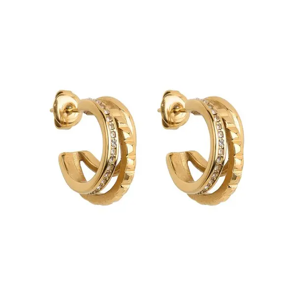BALLINGER JEWELLERY Triple Textured Everyday Pavé Hoops