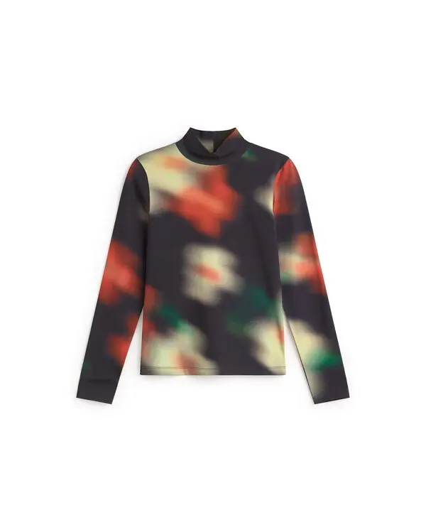 THINKING MU Ellen Bloom High Neck Long Sleeve Top