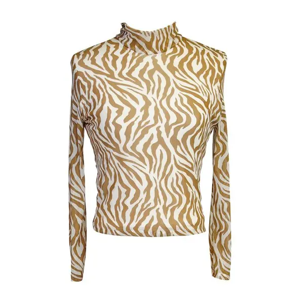 JENNAFER GRACE Lucy Long Sleeve Zebra Print Top - White