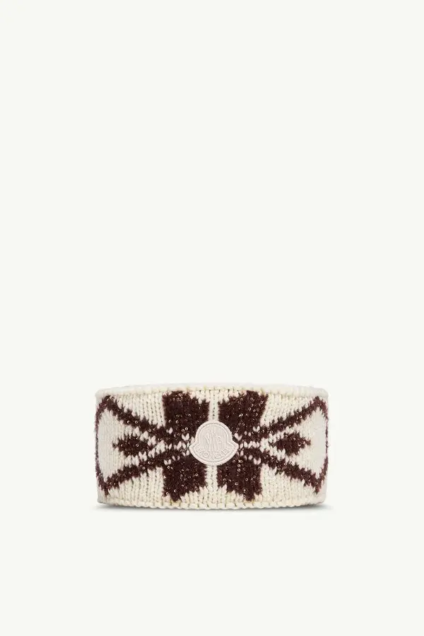 Moncler Jacquard Knit Headband - White