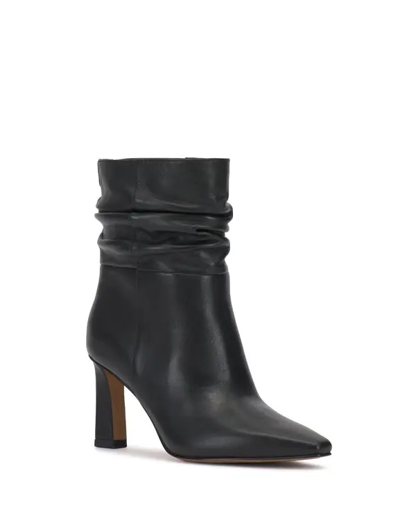 Vince Camuto Grenna Slouchy Pointed Toe Block Heel Booties - Black Leather