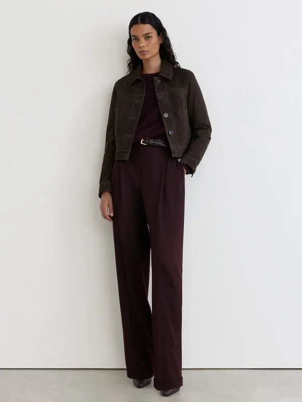 REISS Callie Suede Trucker Jacket