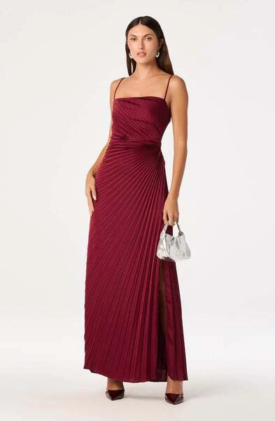 Astr The Label Paulette Satin Slip Dress - Wine