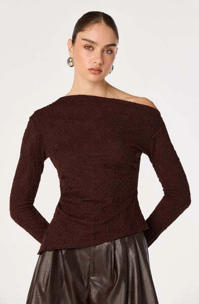 Astr The Label Miah Lace Off-shoulder Top - Rust