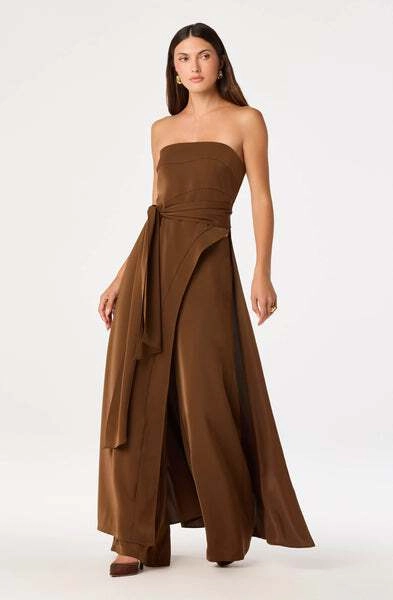 Astr The Label Ginger Satin Wide Leg Pants