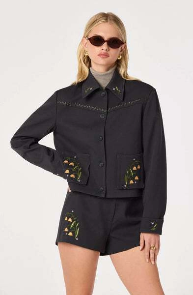 Astr The Label Jalen Embroidered Cropped Jacket