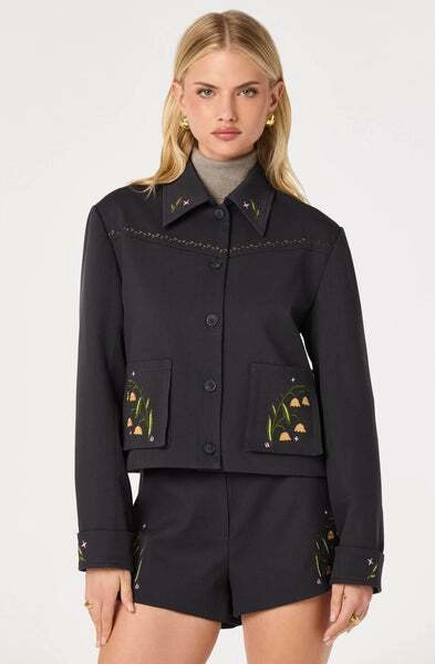 Astr The Label Jalen Embroidered Cropped Jacket