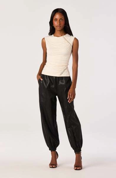 Astr The Label Adity Faux Leather Balloon Pants