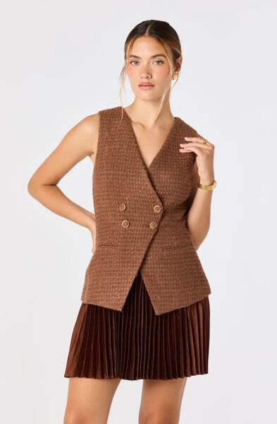 Astr The Label Allyson Tweed Vest Mini Dress