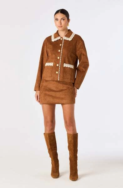 Astr The Label Faux Suede Mini Skort