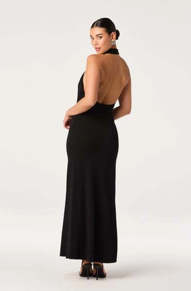 Astr The Label Knit Halter Maxi Dress With Open Back