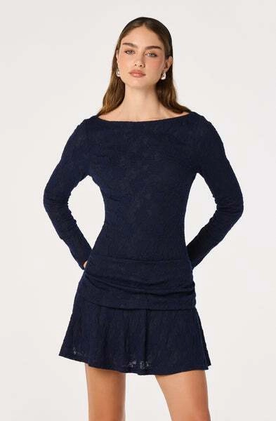 Astr The Label Cora Textured Drop Waist Mini Dress