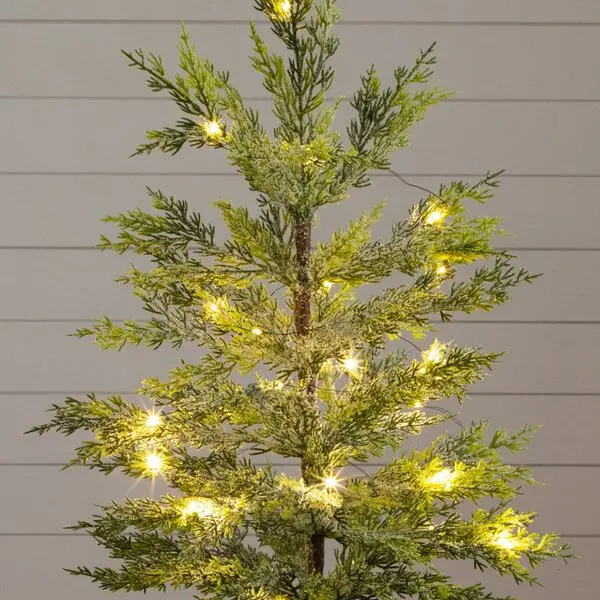 NEARLY NATURAL 2' Pre Lit Artificial Snowed Cypress Christmas Tree